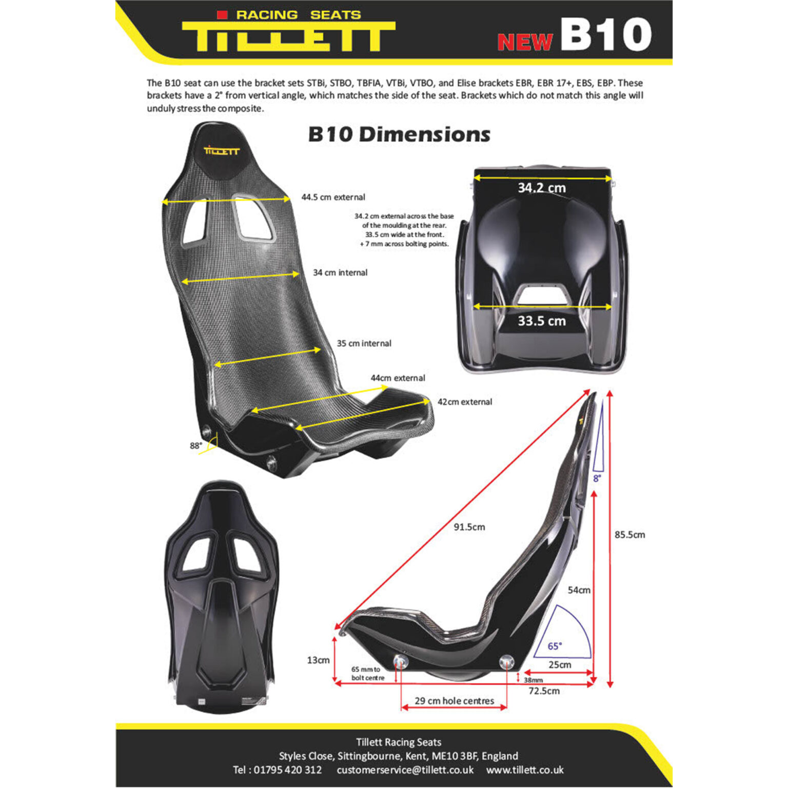 Tillett B10 R35 Seat Kit - T1 Race Development