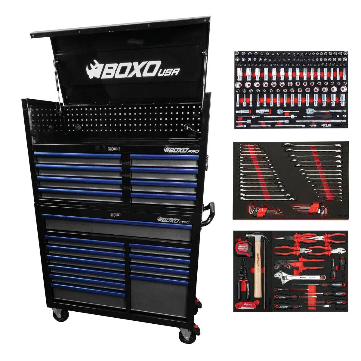 Boxo Pro Series | Loaded 45" 19-Drawer Rolling Tool Box - T1 Race ...
